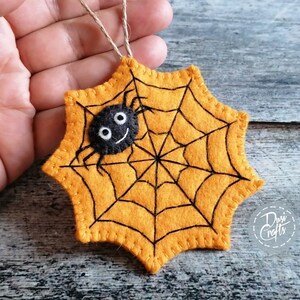 Felt Halloween Ornament With Spider Web Motif, Spooky Home Decor - Etsy