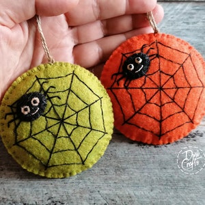 Felt Halloween Ornament With Spider Web Motif, Spooky Home Decor ...
