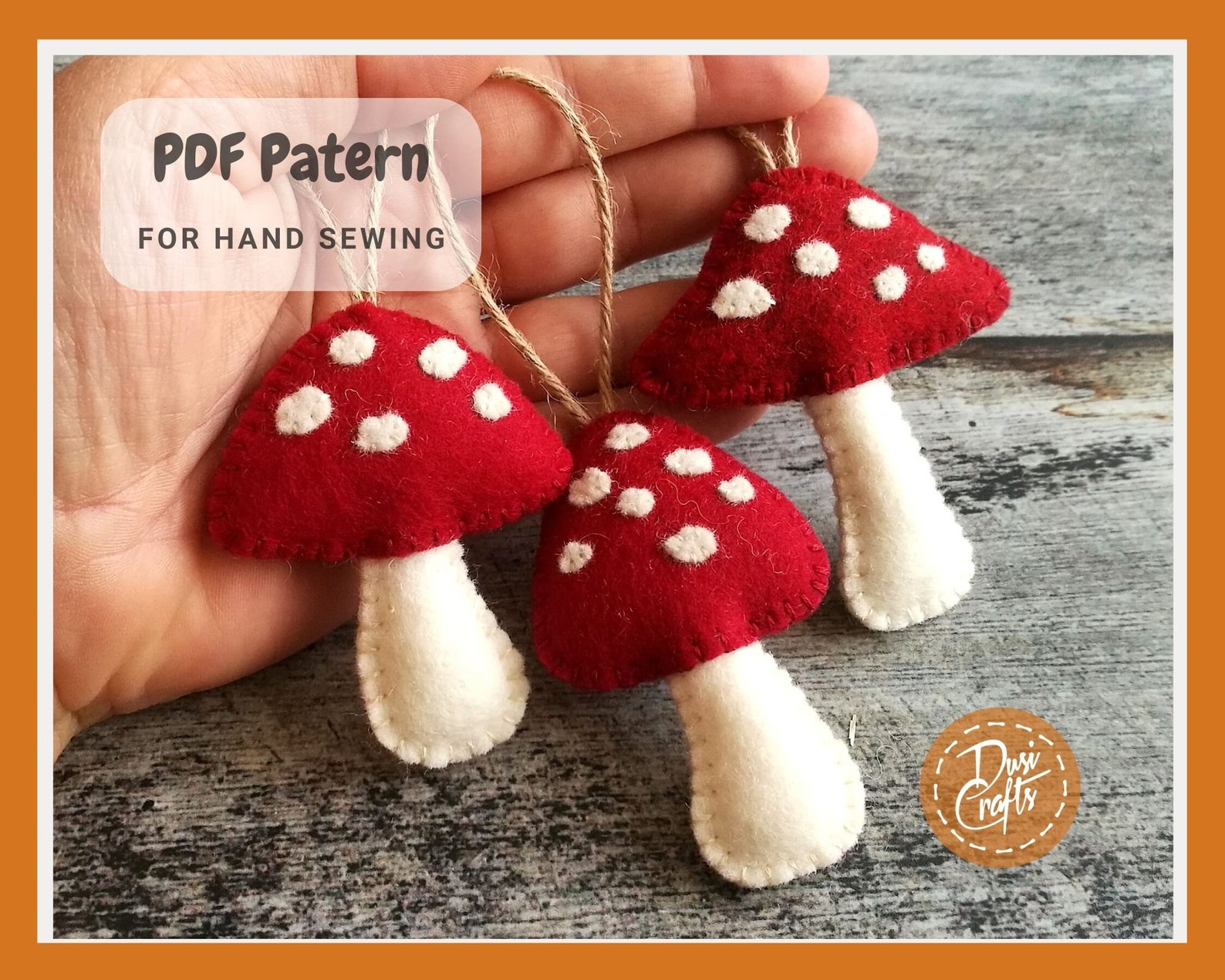 Simple Fall Felt Toadstool Mushroom Ornaments PDF Tutorial & - Etsy