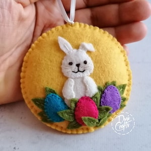 Pink Felt Ornament With Easter Bunny and Flowers or Colorful Eggs - Etsy