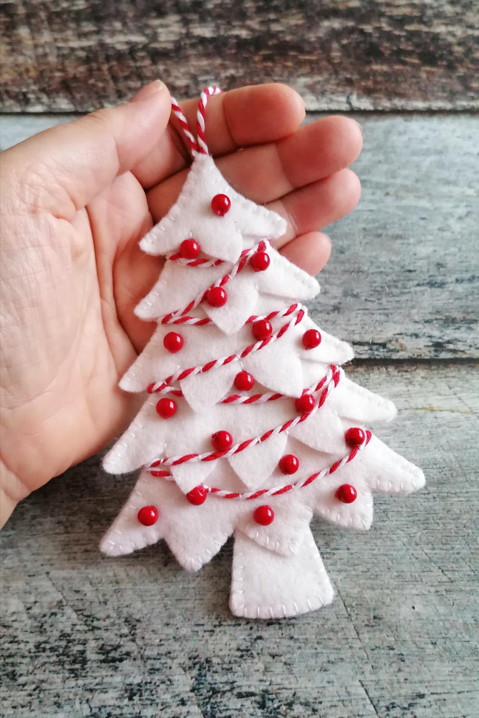 Bigger Wool Felt Tree Shaped Christmas Ornament With Candy Canes and ...