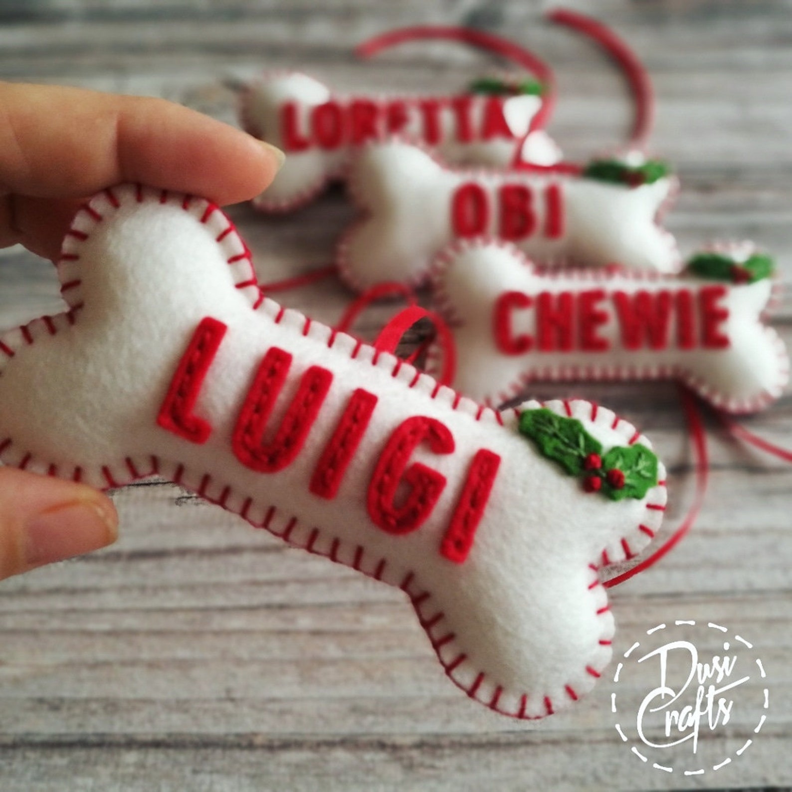 Personalised Dog Bone Ornament With Name Felt Dog Bone - Etsy