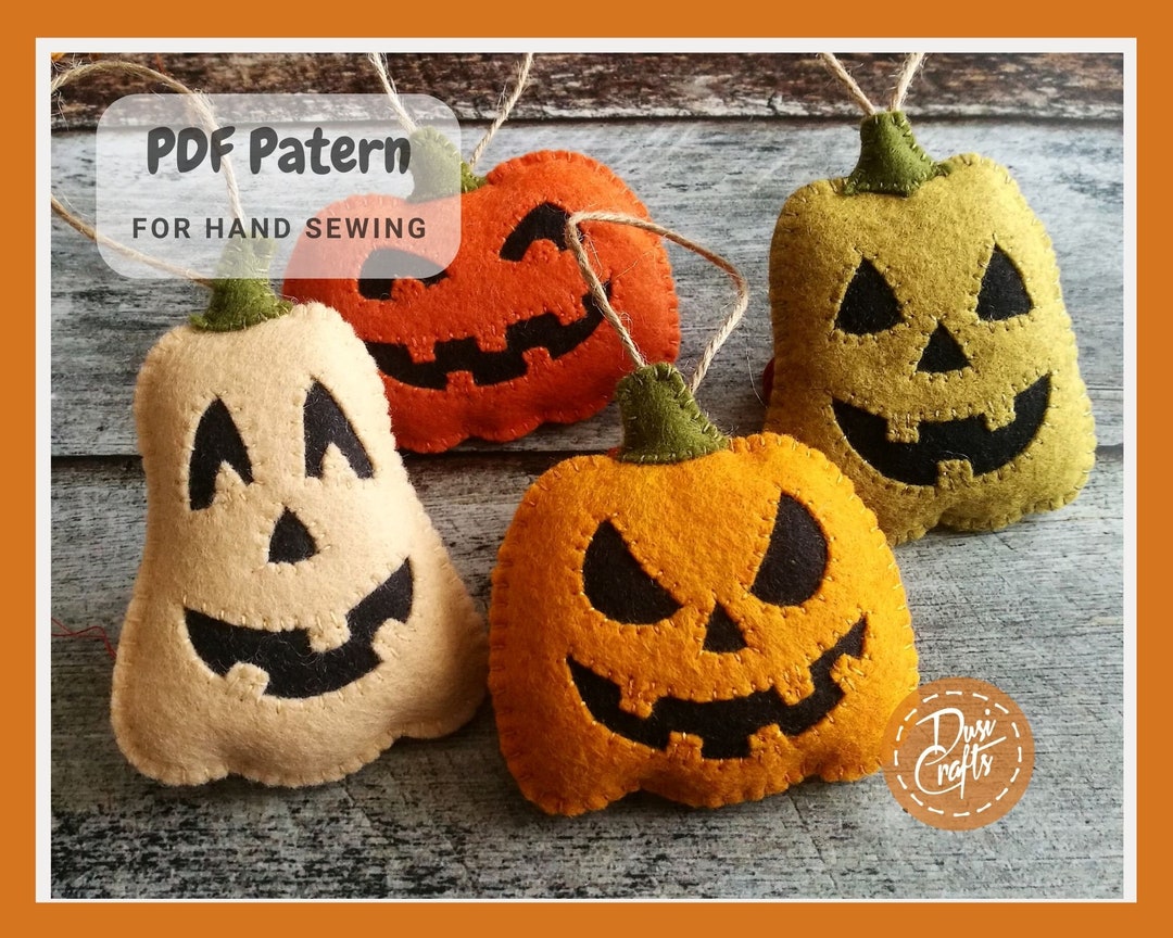 Halloween Pumpkin Face Felt Ornaments DIY PDF Tutorial & - Etsy