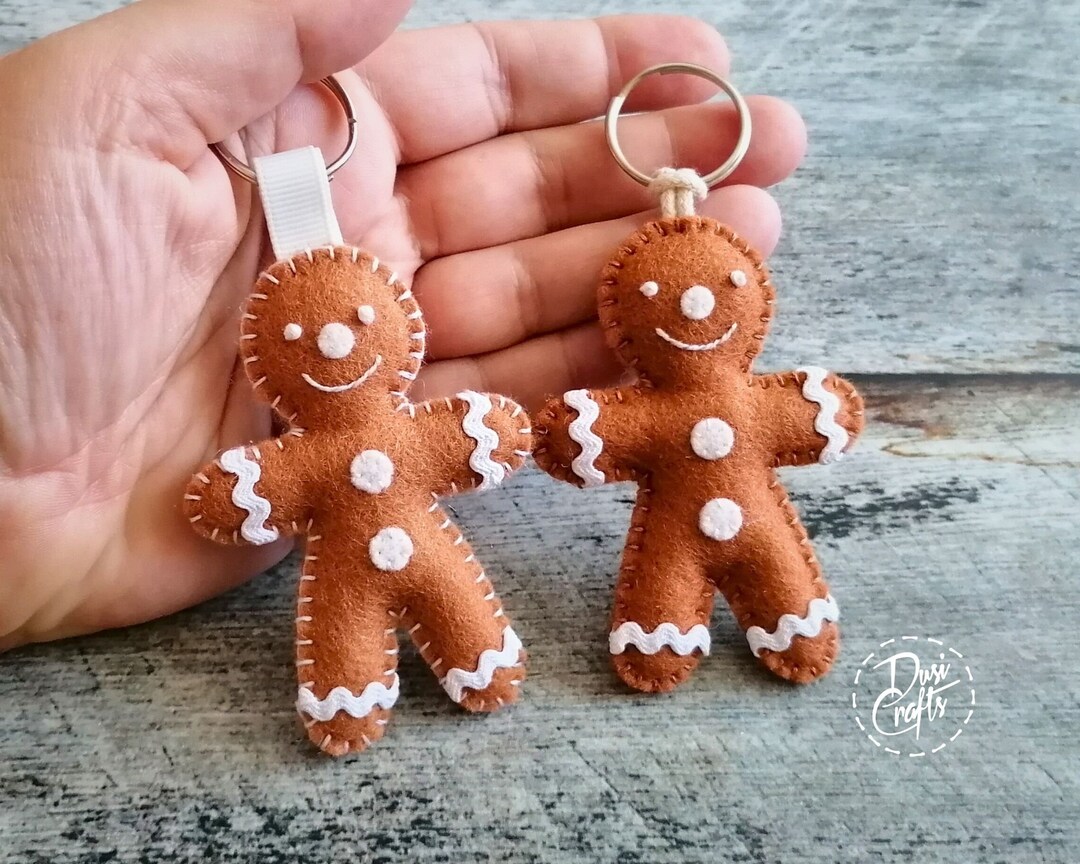 Wool Felt Gingerbread Man Keychain, Gingerbread Christmas Gift ...
