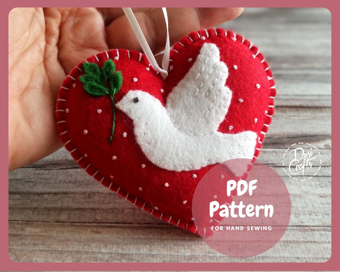Felt Dove Christmas Ornament PDF Tutorial & Pattern for Hand Sewing ...
