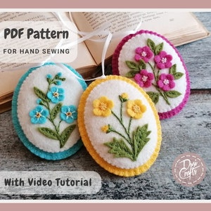 BUNDLE of 7 Felt Floral Heart Ornaments PDF Tutorials & Patterns for ...