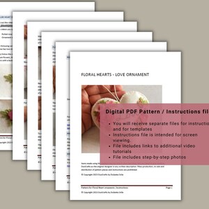 Felt Floral Love Heart Ornaments PDF Tutorial & Pattern for Hand Sewing ...