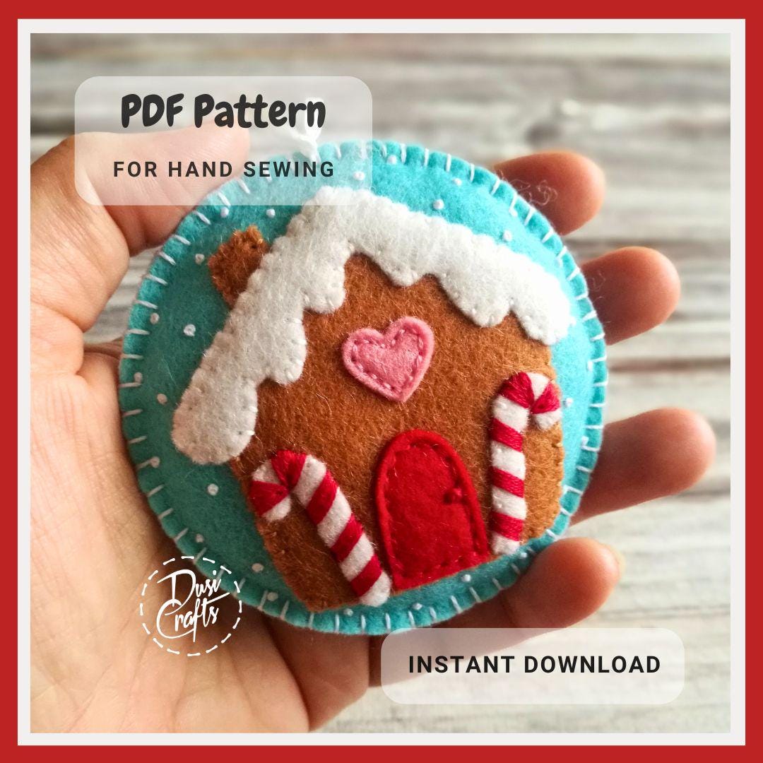 Gingerbread House Christmas Ornament PDF Tutorial & Pattern for Hand ...