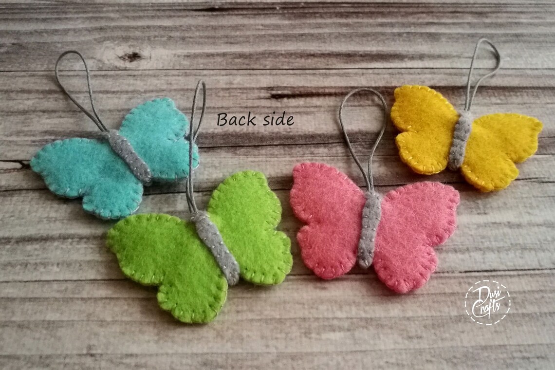 Set of 2 Smaller Spring Butterfly Ornaments Felt Easter - Etsy