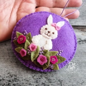 Pink Felt Ornament With Easter Bunny and Flowers or Colorful Eggs - Etsy