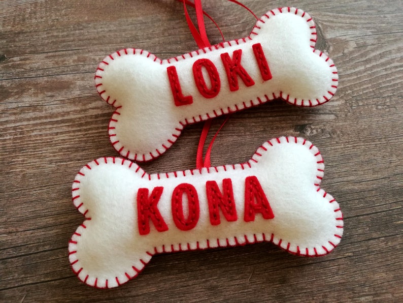 Personalised Dog Bone Ornament With Name Felt Dog Bone - Etsy