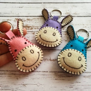 Wool Felt Donkey Blue Donkey Keychain Animal Gray Donkey - Etsy