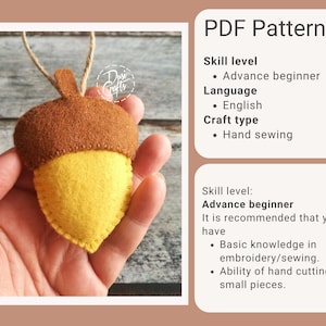 Simple Fall Acorn and Leaves Felt Ornaments PDF Tutorial & Pattern for ...