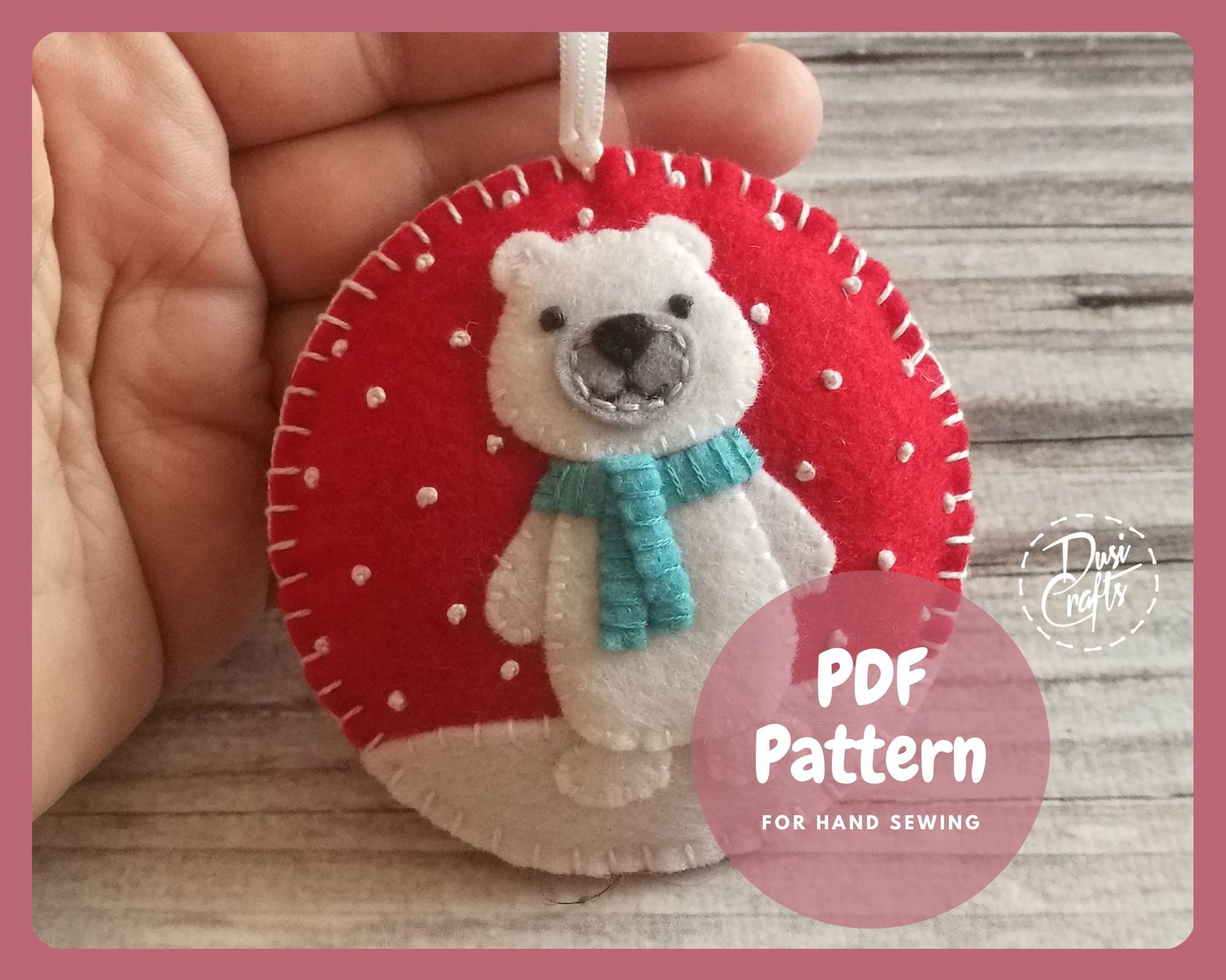 Polar Bear Christmas Ornament PDF Tutorial & Pattern for Hand - Etsy