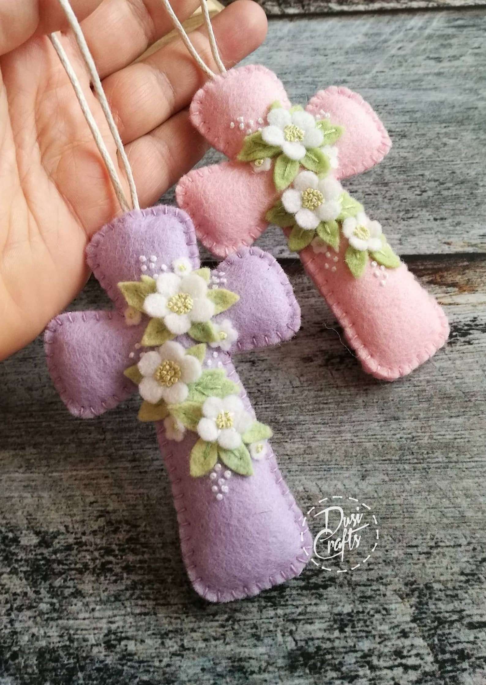 Wool Felt Cross Ornament With Flowers Resurrection Cross | Etsy