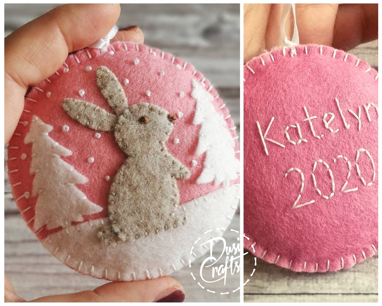 Wool Felt Christmas Bunny Ornament Rabbit Ornament With / - Etsy