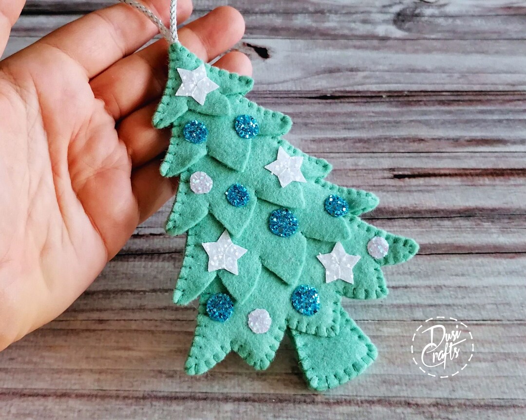 Bigger Wool Felt Tree Shaped Christmas Ornament With Glitter - Etsy