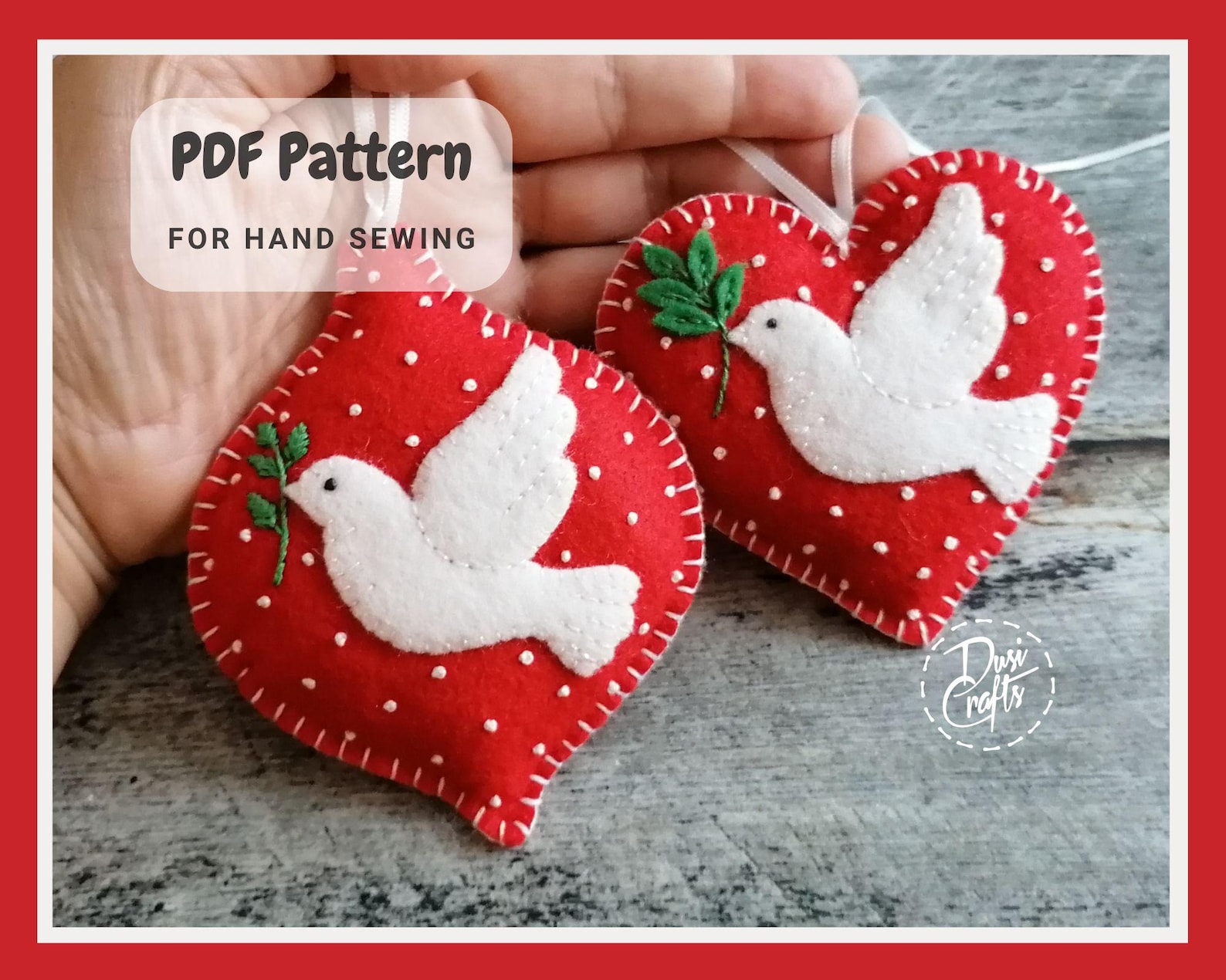 Felt Dove Christmas Ornament PDF Tutorial & Pattern for Hand Sewing ...