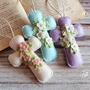 Floral Cross Ornament With Flowers, Pastel Pink Baptism Decorations ...