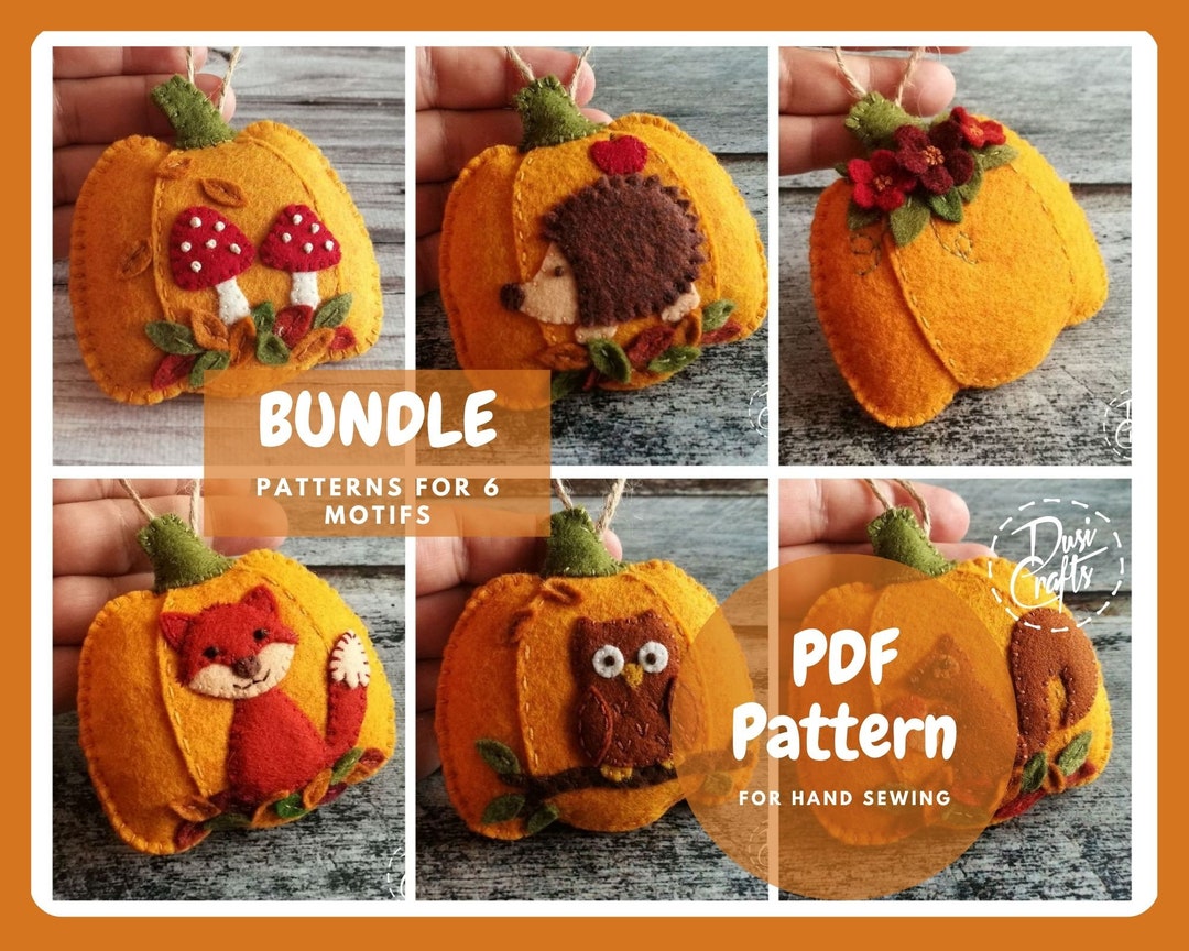 Pattern Bundle for Felt Pumpkin Ornaments PDF Tutorial & Pattern for ...
