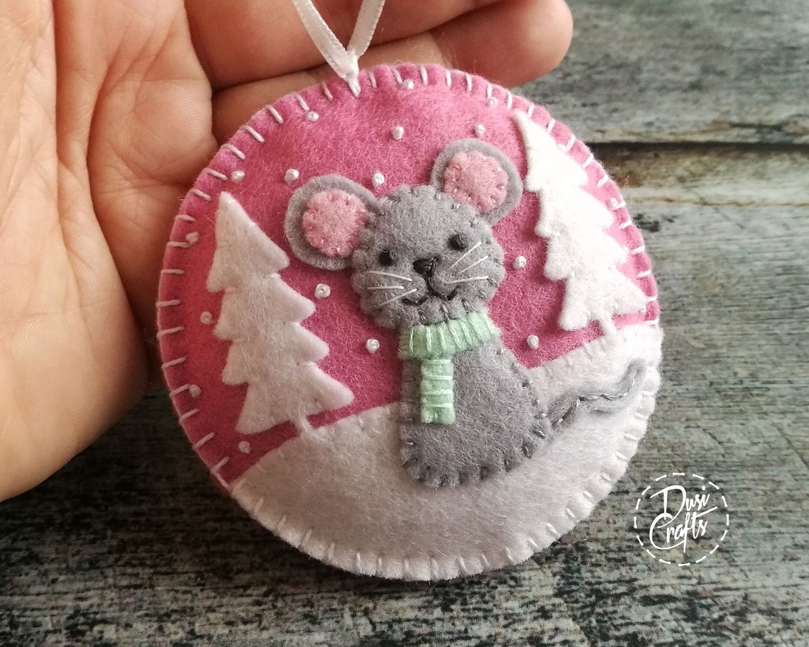 Christmas Mouse Ornament, Felt Mice Christmas Ornament / Possible ...