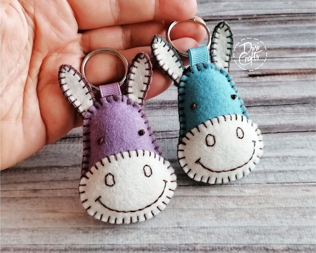 Wool Felt Donkey Blue Donkey Keychain Animal Gray Donkey - Etsy