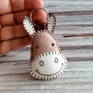 Wool Felt Donkey, Blue Donkey Keychain Animal, Gray Donkey Keyring ...