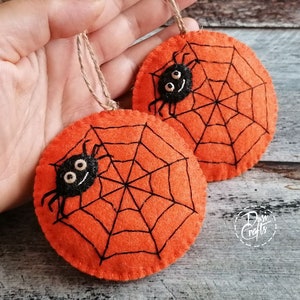 Felt Halloween Ornament With Spider Web Motif, Spooky Home Decor ...