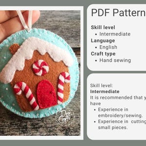 Gingerbread House Christmas Ornament PDF Tutorial & Pattern for Hand ...