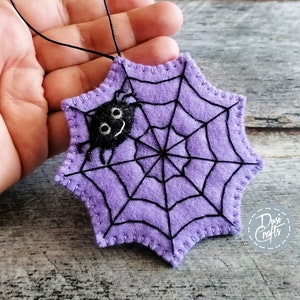 Felt Halloween Ornament With Spider Web Motif, Spooky Home Decor - Etsy