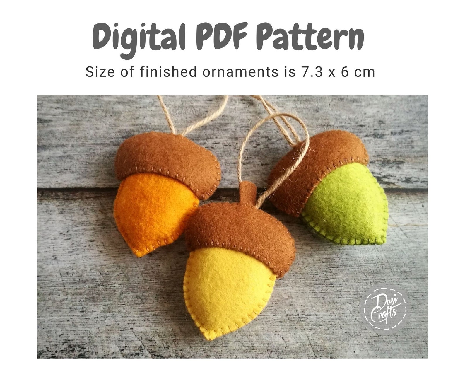 Simple Fall Acorn and Leaves Felt Ornaments PDF Tutorial & Pattern for ...