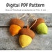 Simple Fall Acorn and Leaves Felt Ornaments PDF Tutorial & Pattern for ...