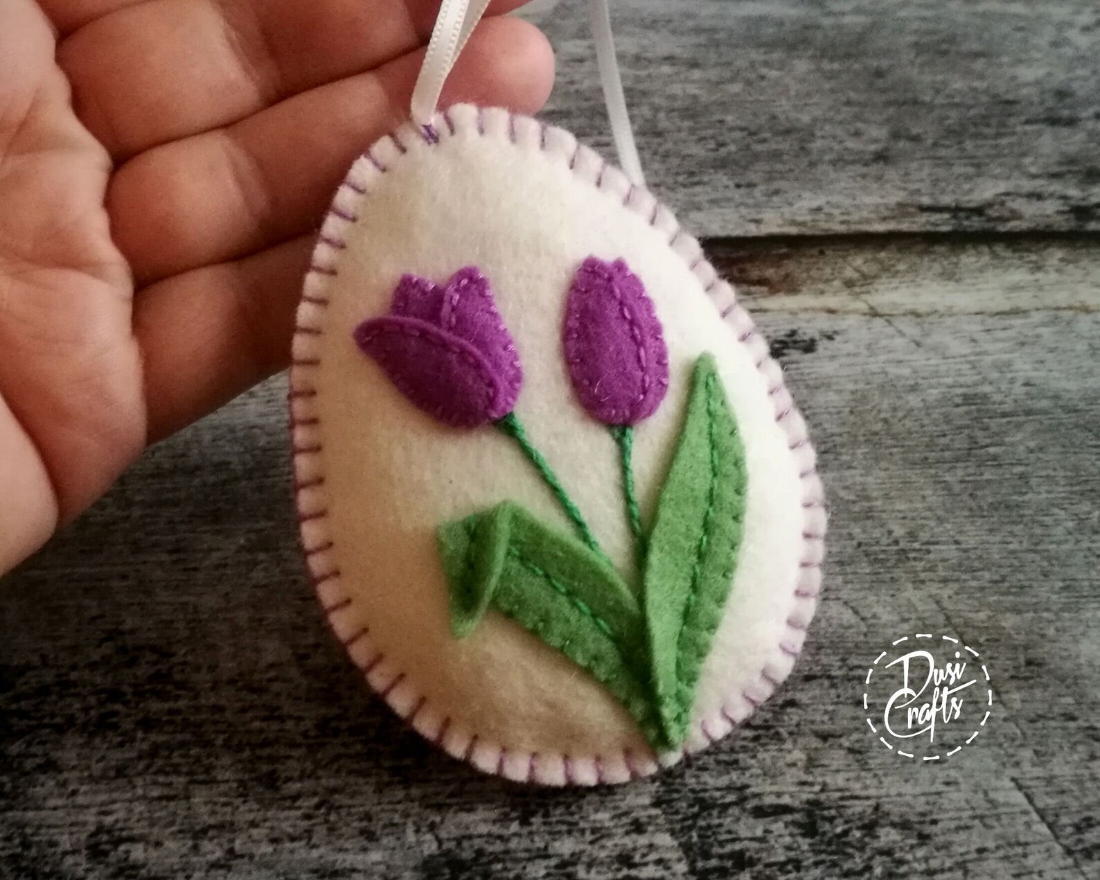 Bigger Felt Easter Ornament With Two or Three Tulips Wool - Etsy
