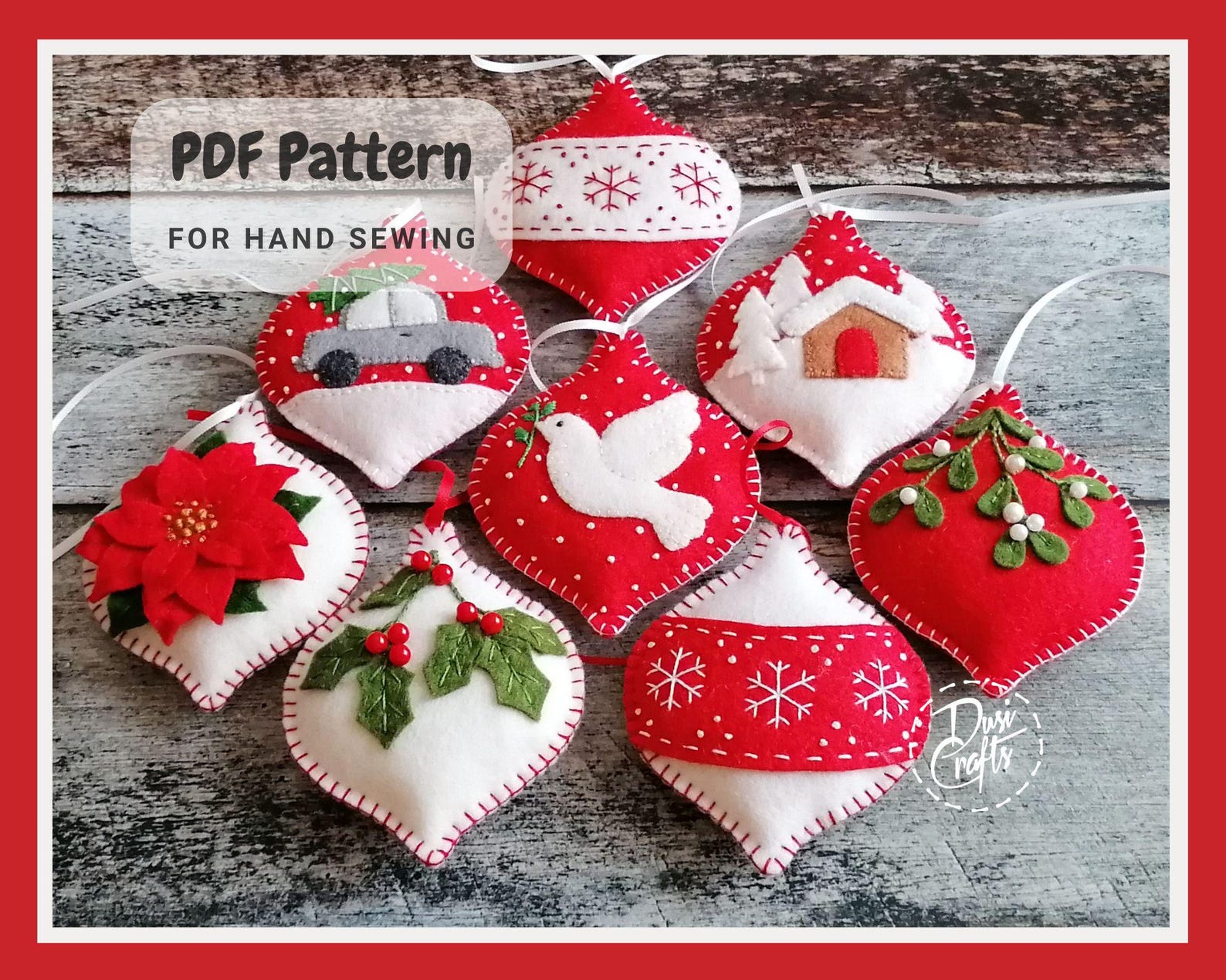 BUNDLE of 7 Felt Christmas Bauble Ornaments PDF Tutorials & Patterns ...