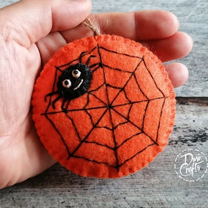 Felt Halloween Ornament With Spider Web Motif, Spooky Home Decor ...