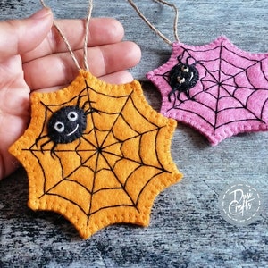 Felt Halloween Ornament With Spider Web Motif, Spooky Home Decor - Etsy