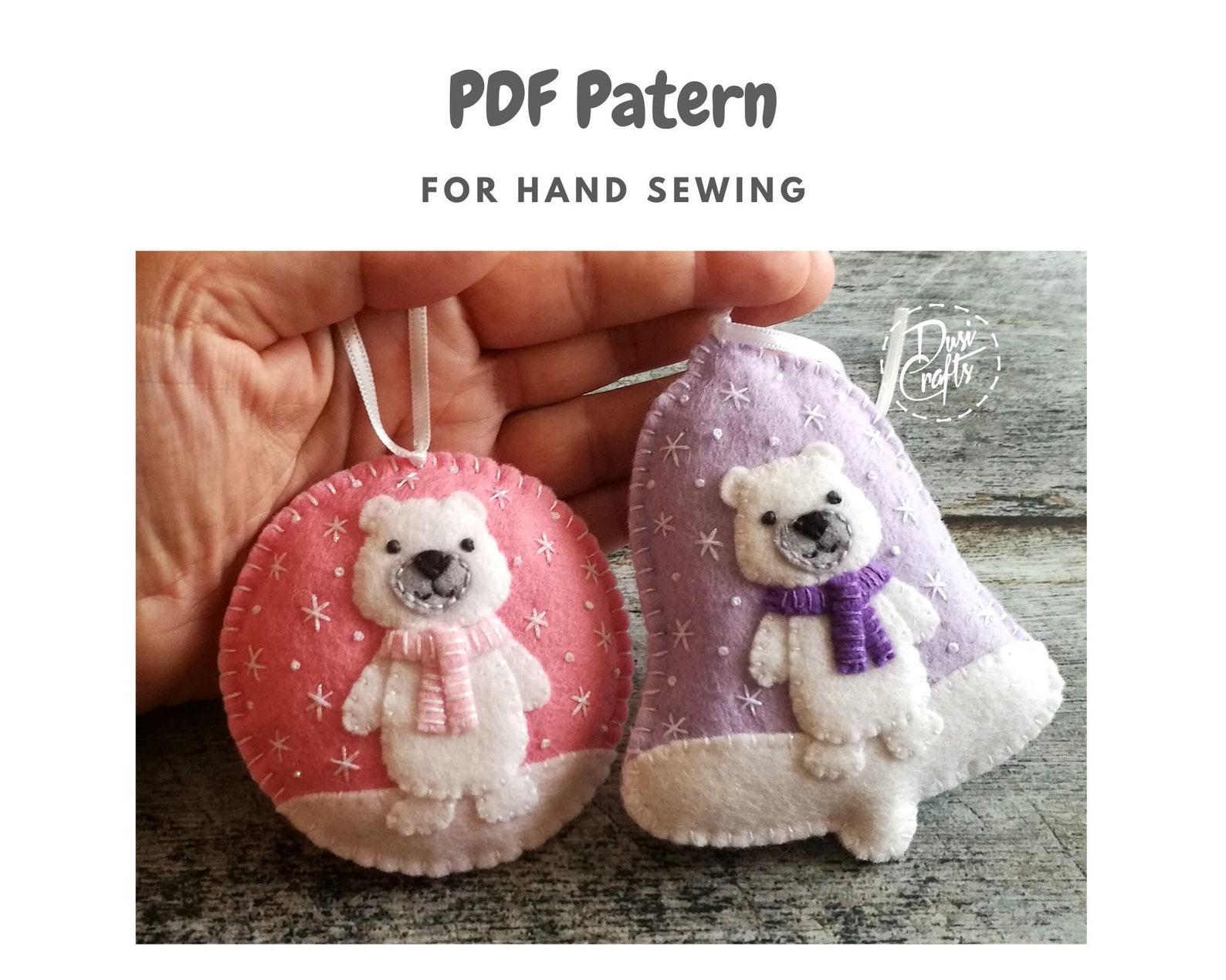 Polar Bear Christmas Ornament PDF Tutorial & Pattern for Hand - Etsy