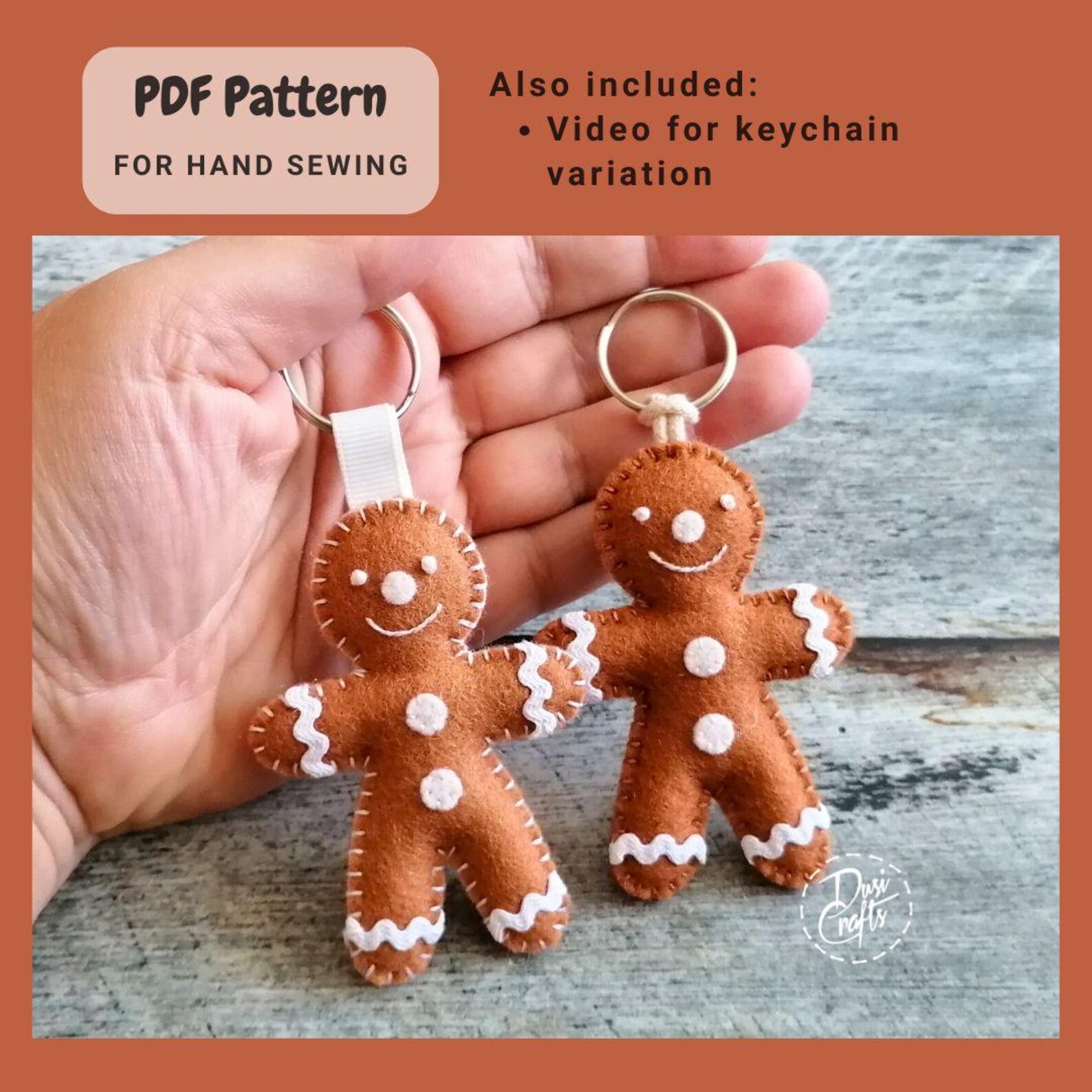 Gingerbread Man Felt Ornament PDF Tutorial & Pattern for Hand Sewing ...