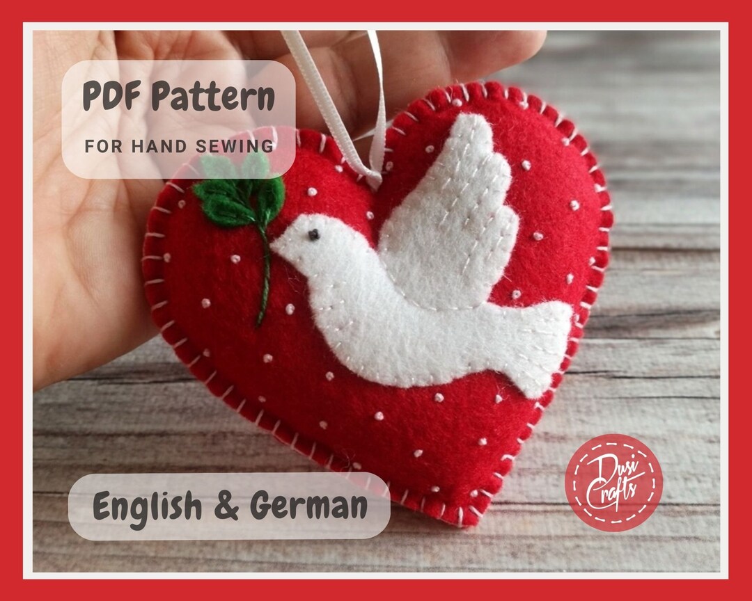Felt Dove Christmas Ornament PDF Tutorial & Pattern for Hand Sewing ...