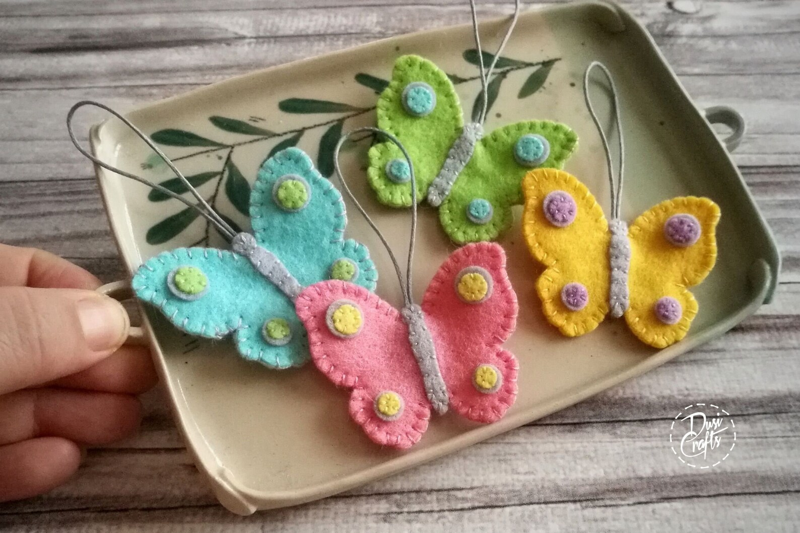 Set of 2 Smaller Spring Butterfly Ornaments Felt Easter - Etsy