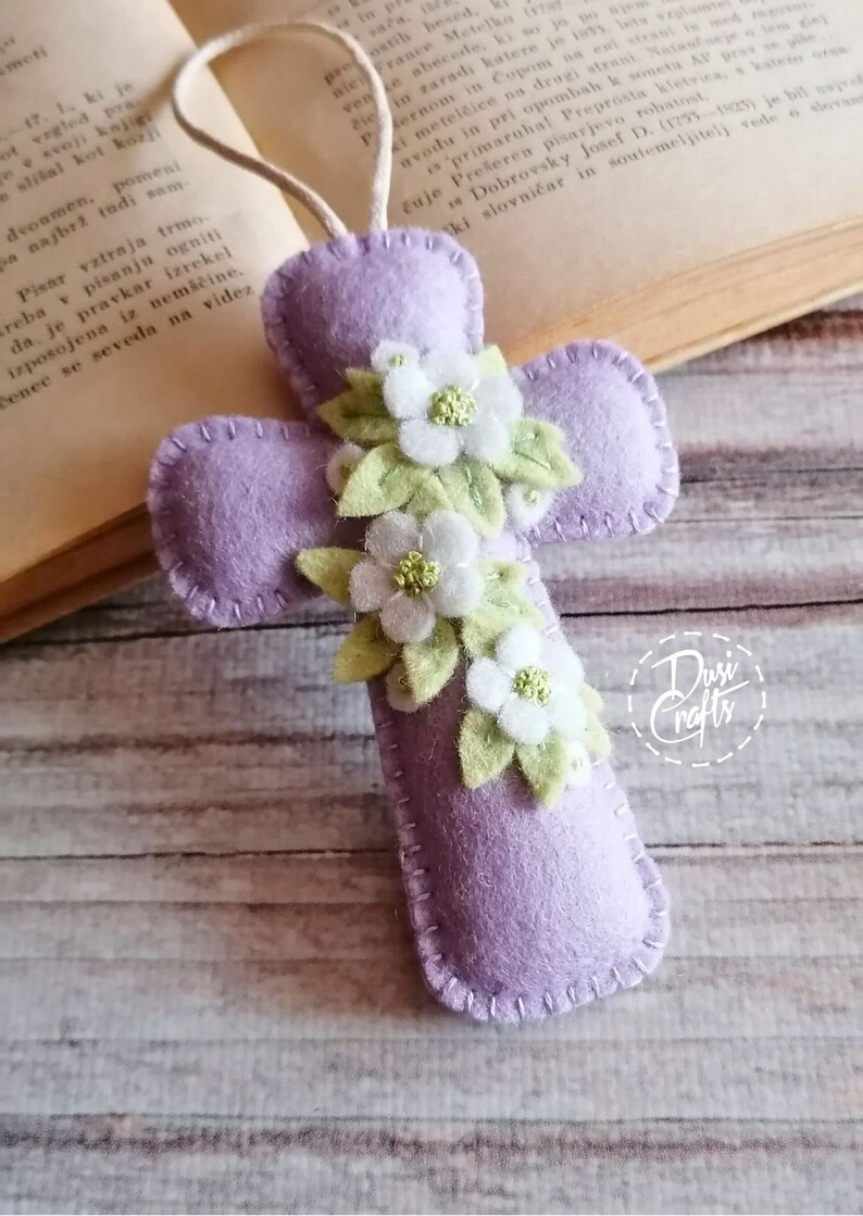 Floral Cross Ornament With Flowers, Pastel Pink Baptism Decorations ...