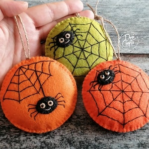 Felt Halloween Ornament With Spider Web Motif, Spooky Home Decor ...