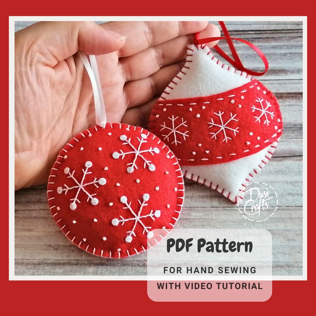 Pattern for Hand Embroidered Small Snowflakes on Felt Christmas Bauble ...