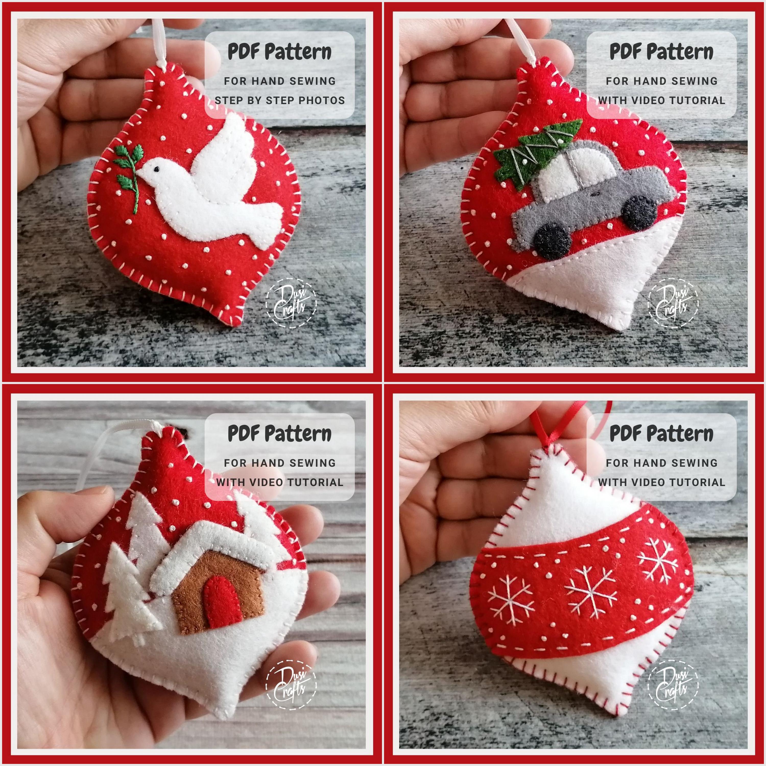BUNDLE of 7 Felt Christmas Bauble Ornaments PDF Tutorials & Patterns ...
