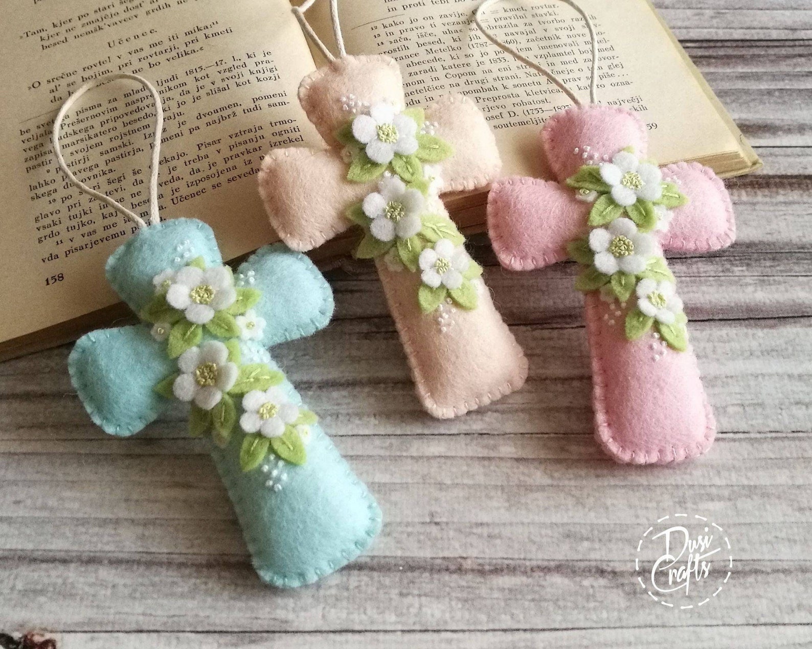 Wool Felt Cross Ornament With Flowers Resurrection Cross | Etsy