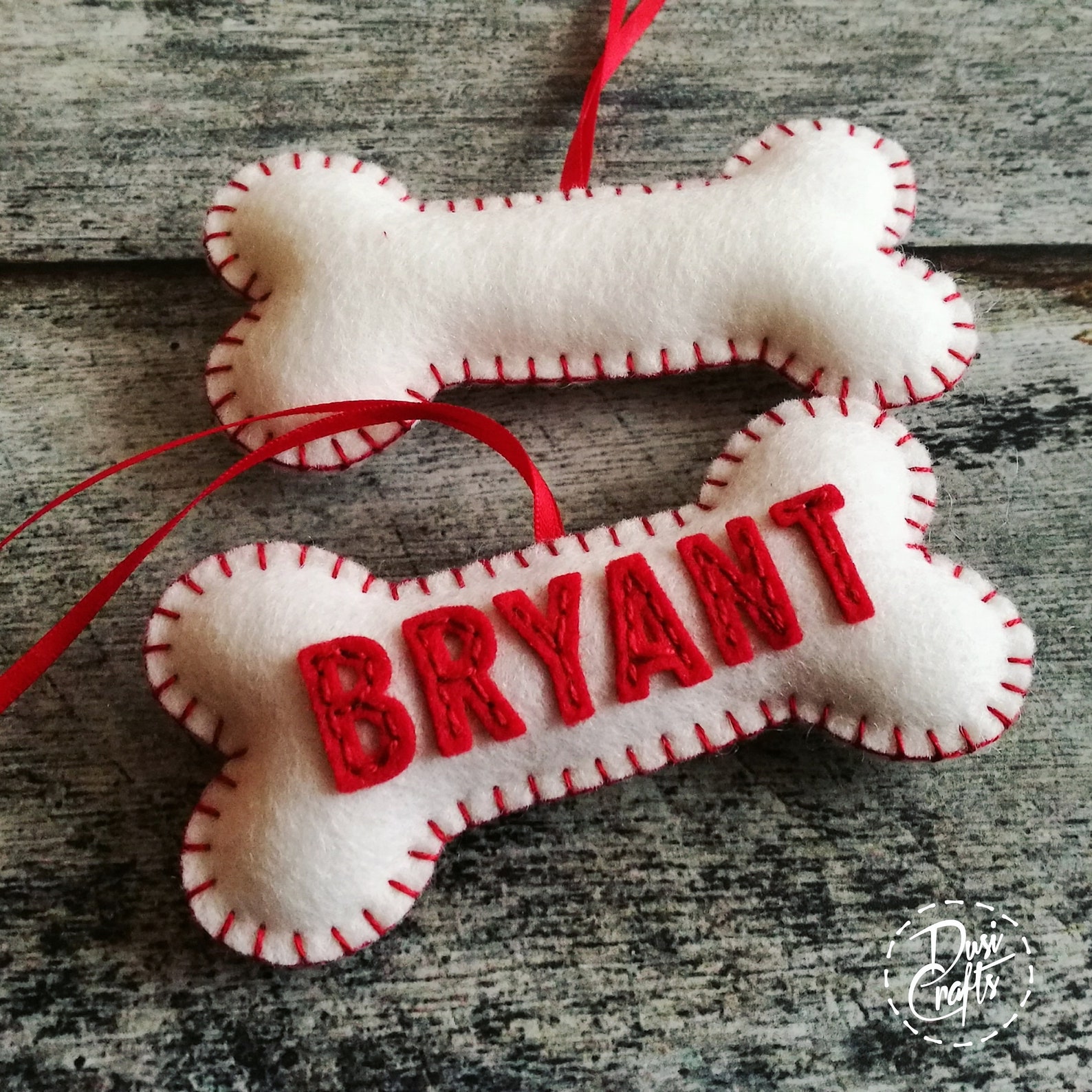 Personalised Dog Bone Ornament With Name Felt Dog Bone | Etsy