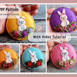 Felt Ornaments With Easter Bunny, PDF Tutorial & Pattern for Hand ...