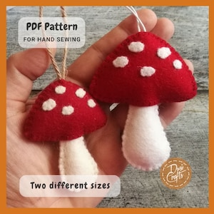 Simple Fall Felt Toadstool Mushroom Ornaments PDF Tutorial & Pattern for Hand Sewing / DIGITAL ...