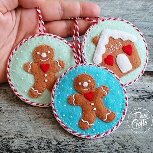 Flat Wool Felt Gingerbread House and Man Christmas Ornaments, 2024 ...