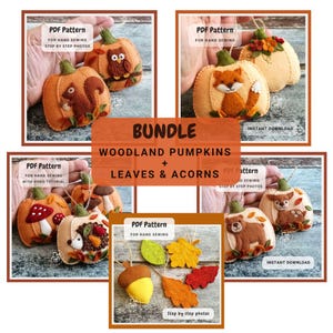 Pattern BUNDLE for Felt Pumpkin Ornaments PDF Tutorial for Hand Sewing ...